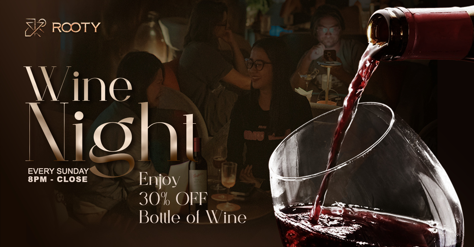 Rooty Bar - Wine Night Discount 30% Off - Dịch vụ sảnh tiệc Silverland ...